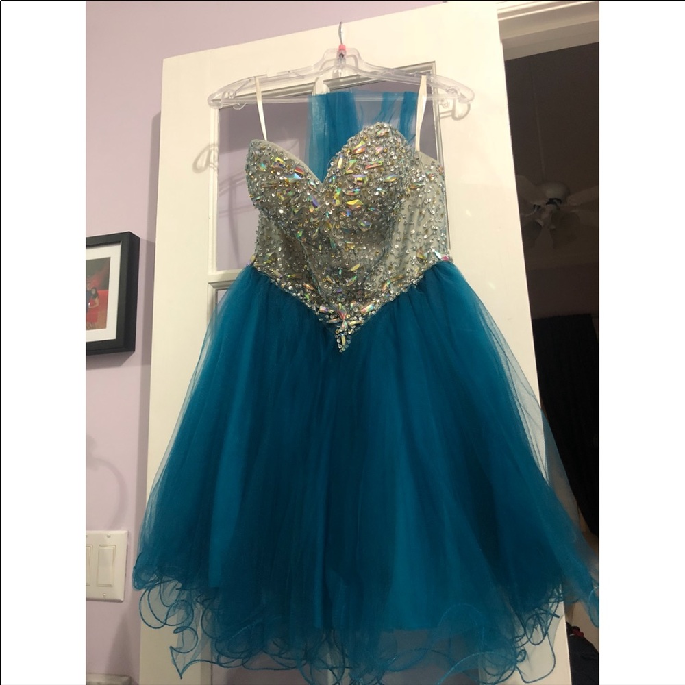 Aqua Crystal Prom/Homecoming Dress - Gem